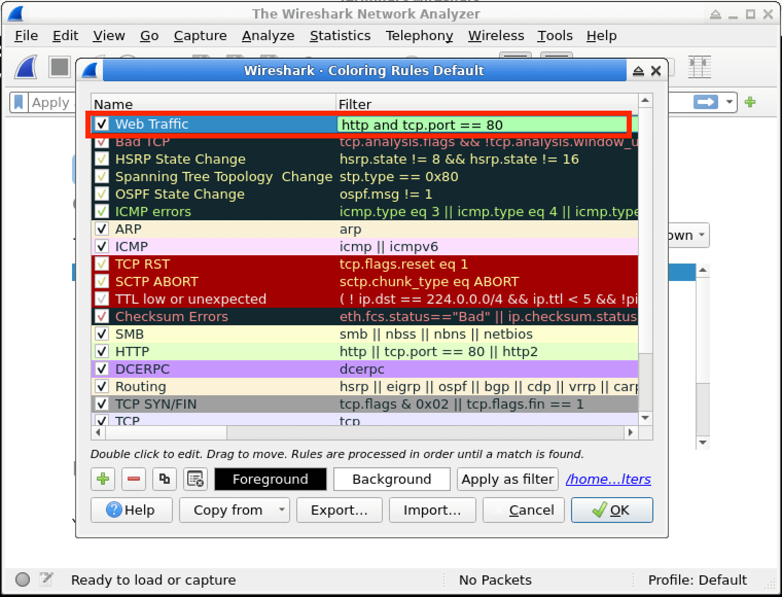 Create And Apply Colorizing Rules In Wireshark LabEx