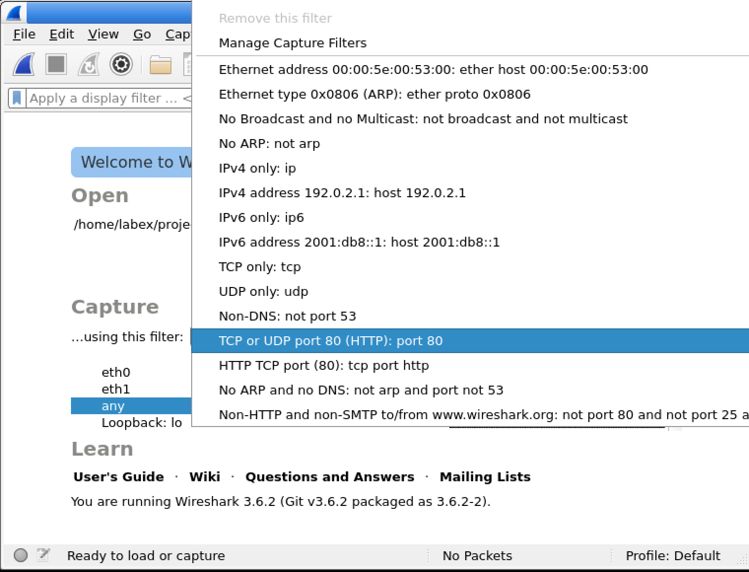 Apply Wireshark Capture Filters for Network Traffic Analysis | LabEx