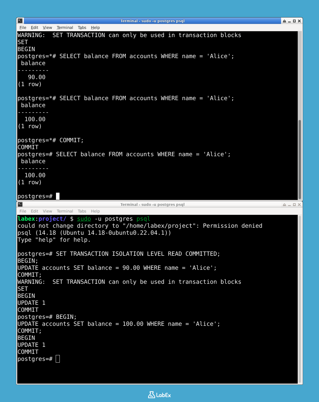 PostgreSQL トランザクション管理 - データ整合性を学ぶ | LabEx PostgreSQL トランザクション管理 - データ整合性を学ぶ | LabEx