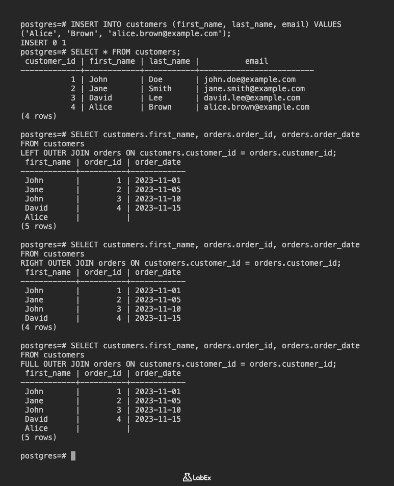 PostgreSQL 关系与连接 - 外键、INNER JOIN、OUTER JOIN 详解 | LabEx