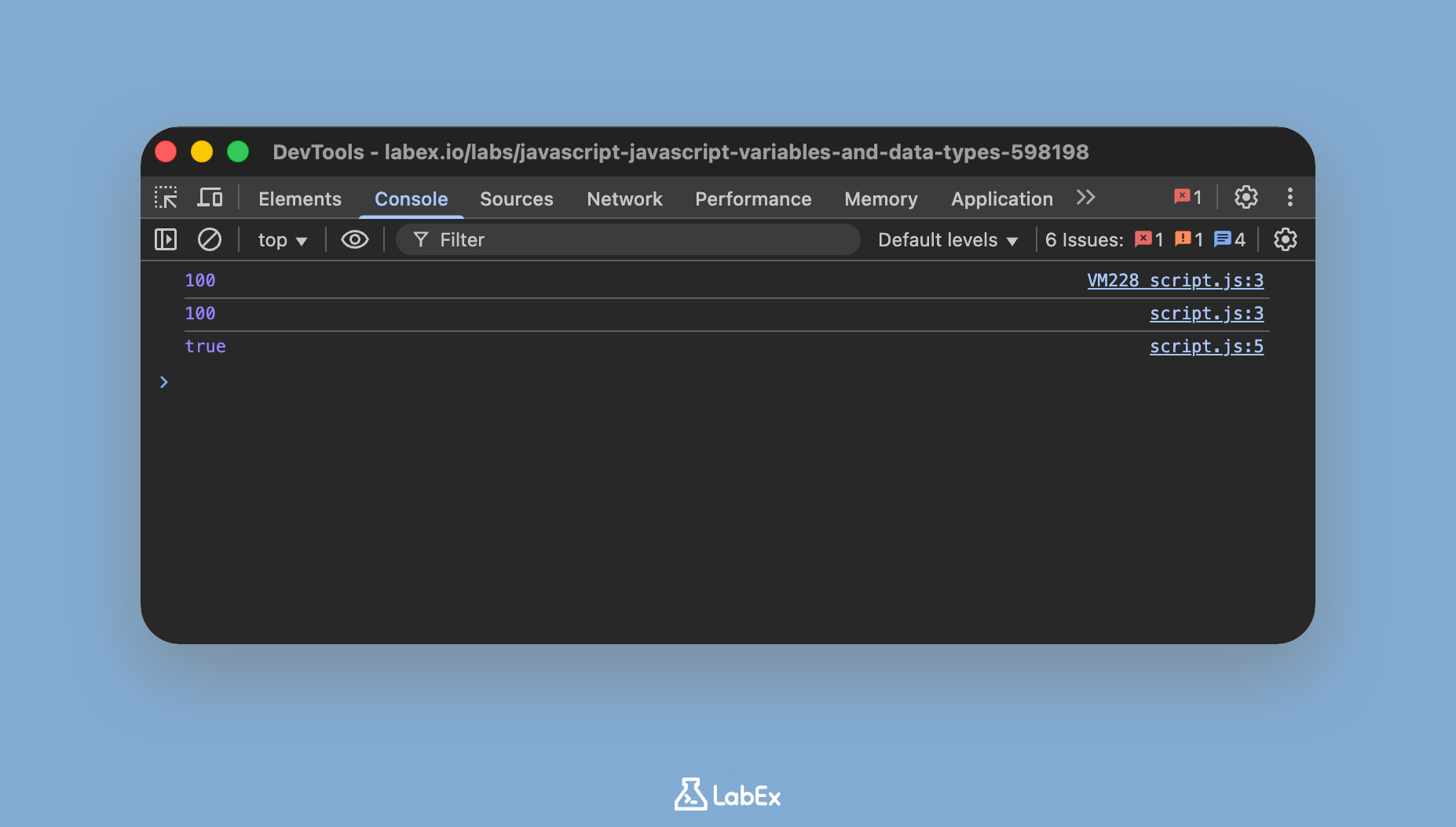 JavaScript: Declarar Variables y Usar Tipos de Datos | LabEx