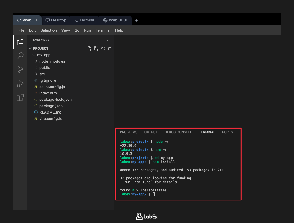 Configuración de Proyecto React: Crea y Ejecuta tu Primera App con Vite | LabEx